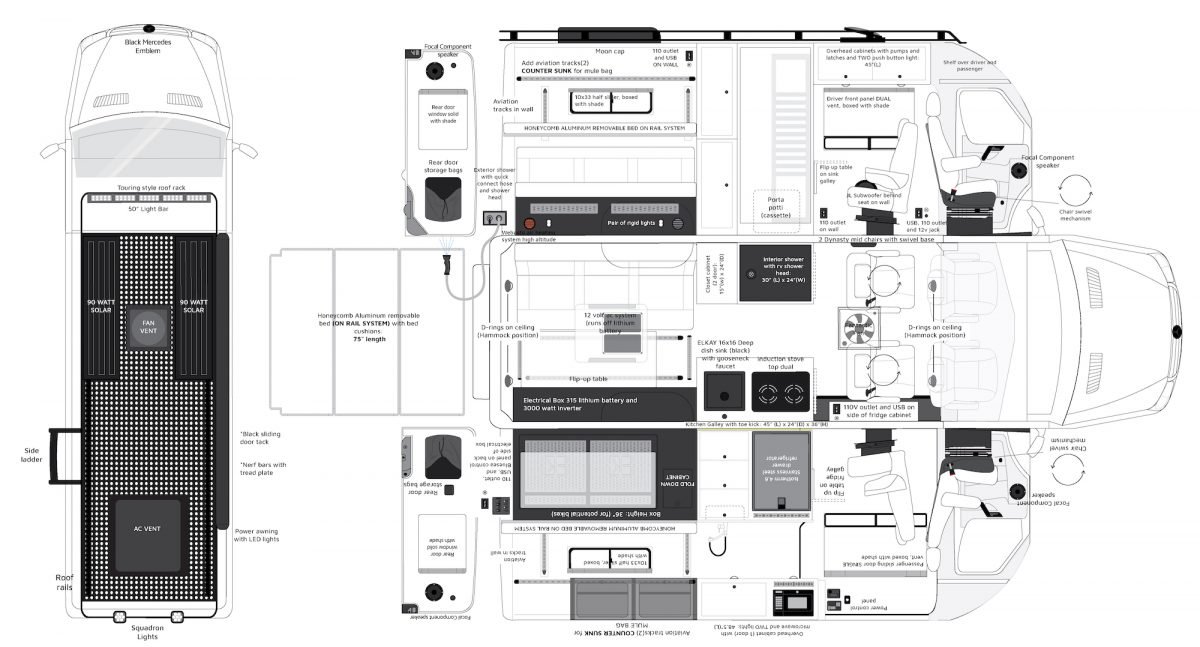 Camper Van Floor Plans - El Kapitan Van Conversions