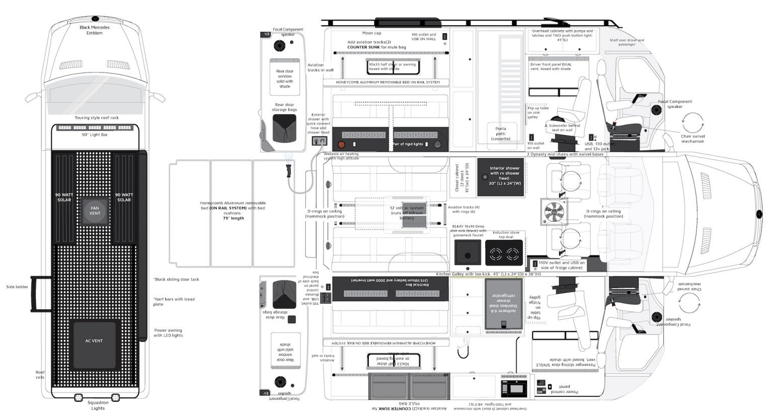 Camper Van Floor Plans - El Kapitan Van Conversions
