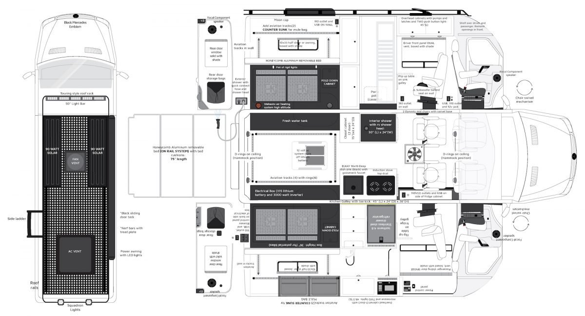 Camper Van Floor Plans - El Kapitan Van Conversions